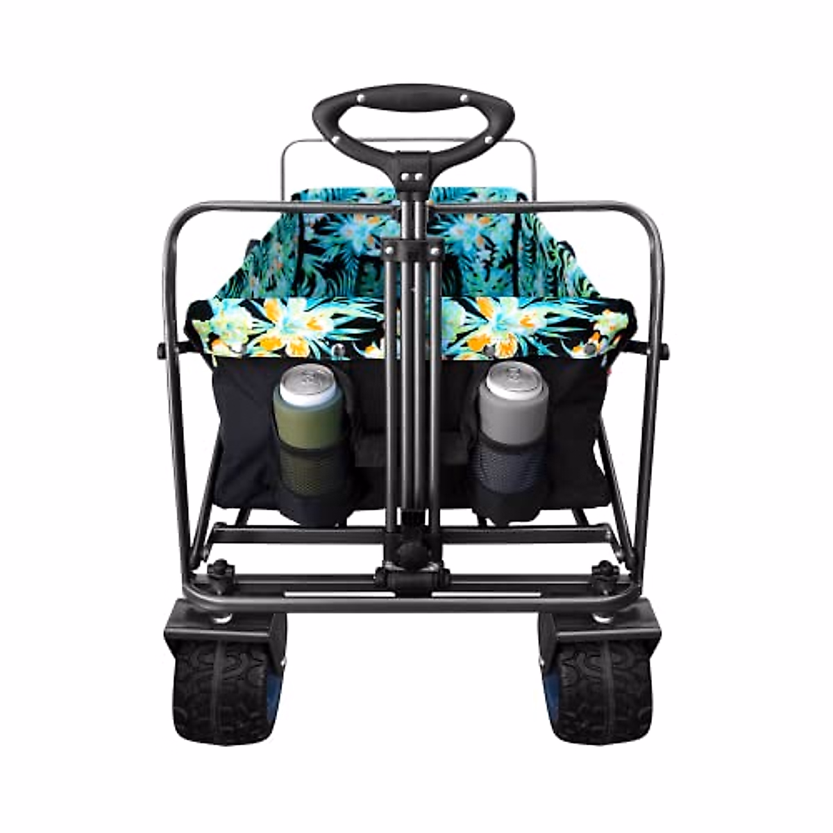 Hurley Beach & Gear Collapsible Wagon Cart, 30.25"x21.75"x31.25", Hawaiian Gardens, Black