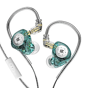 KZ EDX PRO Wired Earbuds with Microphone Stereo Noise Isolating in Ear Headphones Powerful Bass Tangle Free Cord 3.5mm Audio Jack Compatible with Phones Android Tablets Laptops(Cyan with Mic)