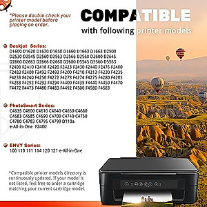 COCCINK 60XL Ink Cartridge Replacement for HP Ink 60 XL for HP Photosmart C4680 D110a C4795 DeskJet D2680 F4280 F4480 F2430 F4580 Envy 100 Printer (1 Black, 1 Tri-Color)