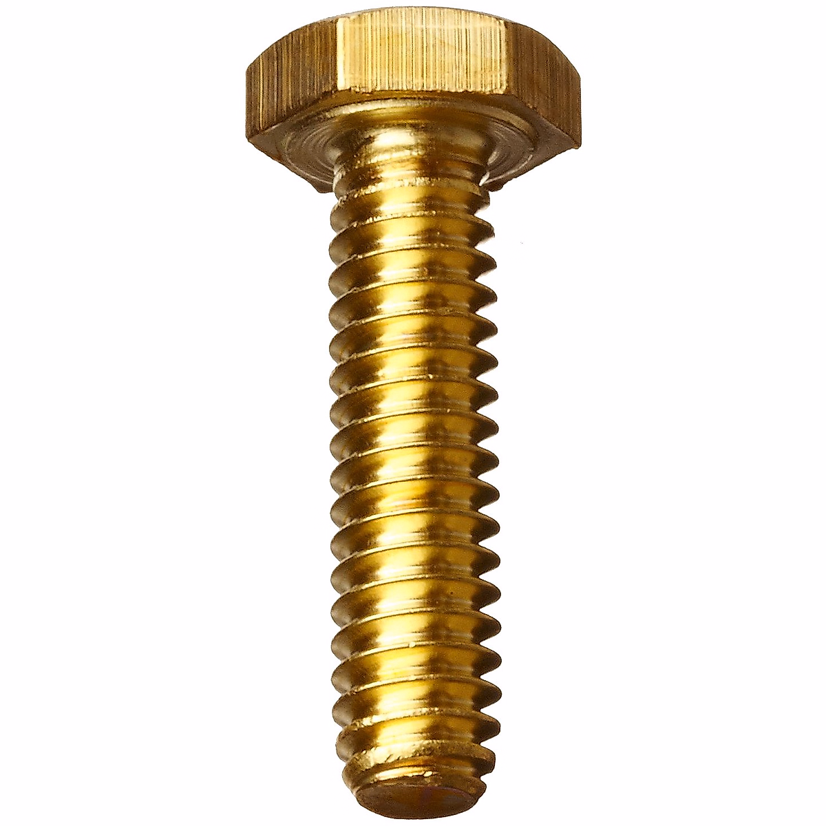 Small Parts Brass Hex Bolt, Plain Finish, Hex Head, External Hex Drive, Meets ASME B18.2.1, 3-1/2" Length, Partially Threaded, 3/8"-16 UNC Threads (Pack of 5)