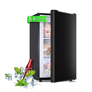 Maine Mini Upright freezer, 3.6 Cubic Feet, Single Door Compact Freezer with Reversible Stainless Steel Door, 3-Speed Temperature Adjustment Small freezer for Home/Dorms