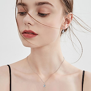 EVER FAITH Wedding Jewelry Set for Bridal Bridesmaid, 925 Sterling Silver Sparkly Round Cut White CZ Birthstone Hypoallergenic Necklace Earrings Set