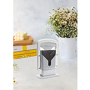 CZBCQ Bagel Slicer, Bagel Cutter,Home Bread Slicer with Cutlery, Kitchen Bread Slicing Gadget, Stainless Steel, White, 17.5x9.5x22.5cm