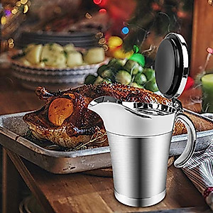 ShineMe Stainless Steel Gravy Boat Sauce Jug with Lid, 26oz Double Wall Insulated, Storage for Gravy or Cream, Used at Home & Kitchen