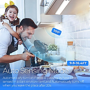 Led Under Cabinet Lights Motion Sensor 3 Colors and Dimmable 34-LEDs Kitchen Under Cabinet Lighting Wireless 1200mAh USB-C 8.46-inch Led Closet Light for Wardrobe, Stairs, Hallway[2 Pack]