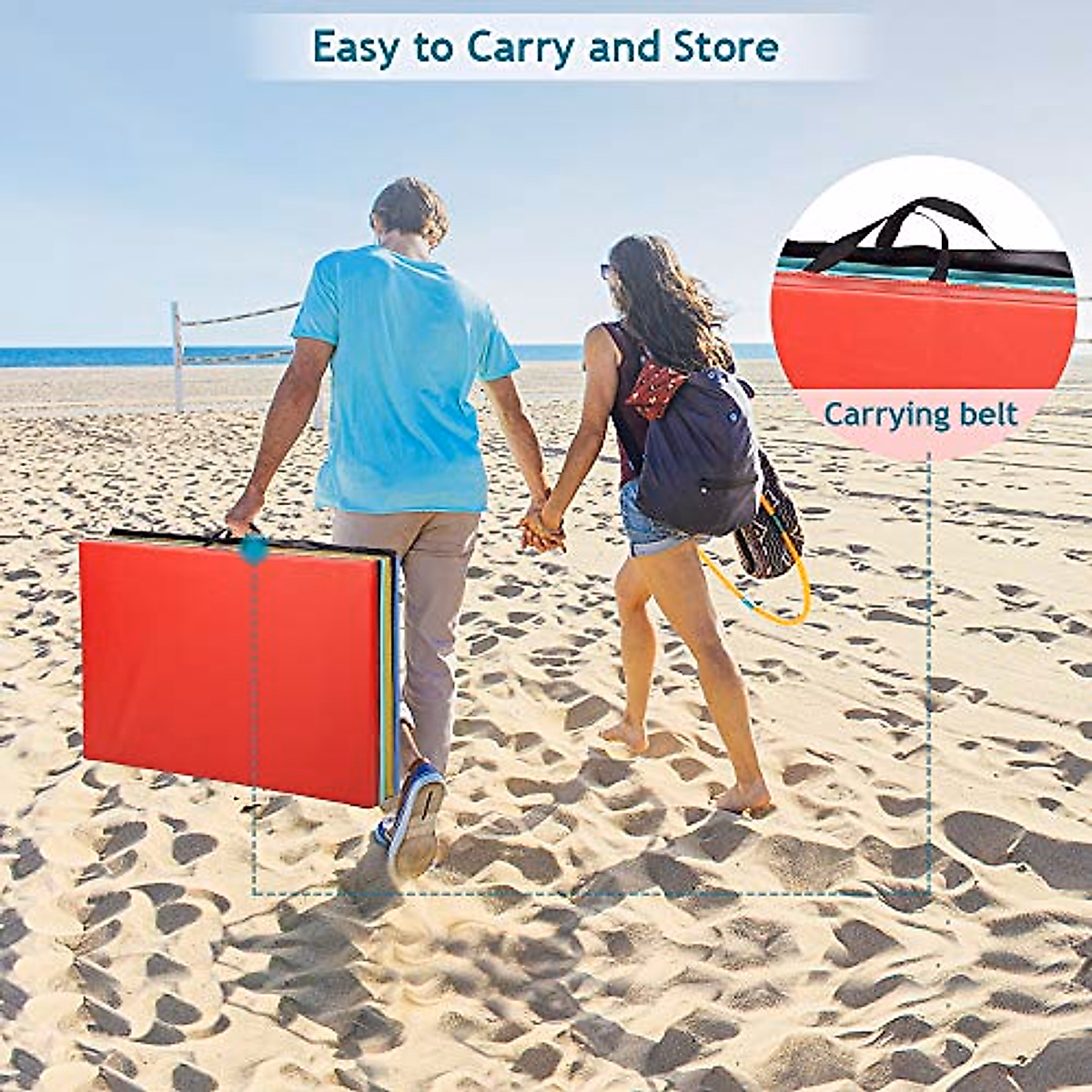 Exercise Mat, Gymnastics Mat Gym Mat 4x8x2 Thick Folding Panel Fitness Training Pad with Carrying Handles Fold Yoga Floor Tumbling Mat for Kids, Home, MMA, Martial Arts, Stretching, Aerobic, Workout