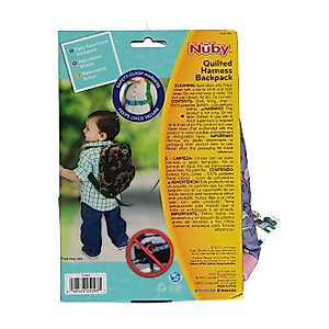 Nuby Quilted Mini Backpack with Safety Harness and Detachable Tether, Unicorn