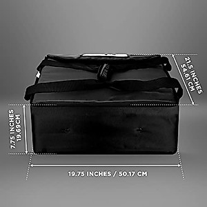 Dodin Delivery Pizza Delivery Bag - 21.5x19.75x7.75 inches - Commercial Grade Nylon Interior & Exterior - Heavy-Duty and Insulated - Tailor Made For Pizza Delivery - Large - Black
