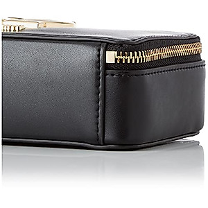 Love Moschino Women's Black Leather Gold Heart Camera Crossbody Handbag