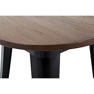 Brage Living 42" Round Metal Dining Table with Elm Wood Top