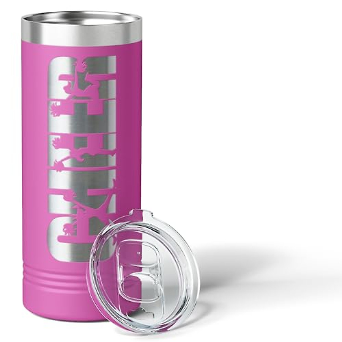 Cuptify Cheer Tumbler with Lid Laser Engraved on Blush 22 oz Skinny Cup for Cheerleader Vacuum Insulated Birthday Gift for Cheerleading, Cheer Squad, Women