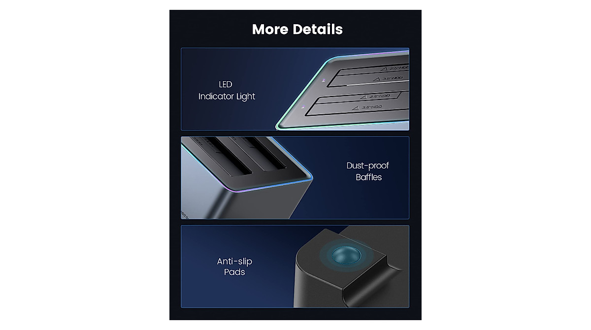 ORICO RGB Hard Drive Docking Station - 36TB Storage