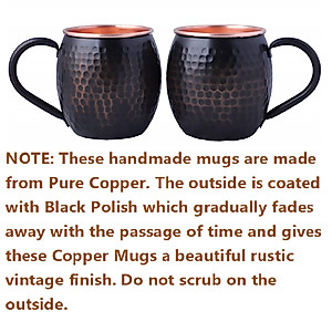 Staglife Black Moscow Mule Copper Mugs, 16 Oz [Set of 2] Antique Black Moscow Mule Copper Mugs, 16 Oz [Set of 2]