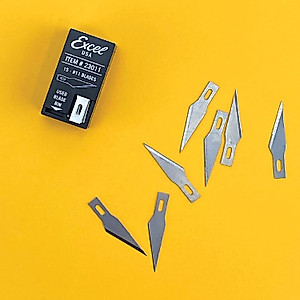 Excel Blades #11 Craft Knife Replacement Blades - Double Honed Blades for Craft Knife - Perfect for Trimming Wood, Plastic, Paper, Leather and More - Set of 15 with Dispenser