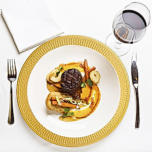 DEAYOU 12 Pack Gold Charger Plate, 13-inch Beaded Chargers Plates, Wedding Charger Platter for Serving, Party, Holiday