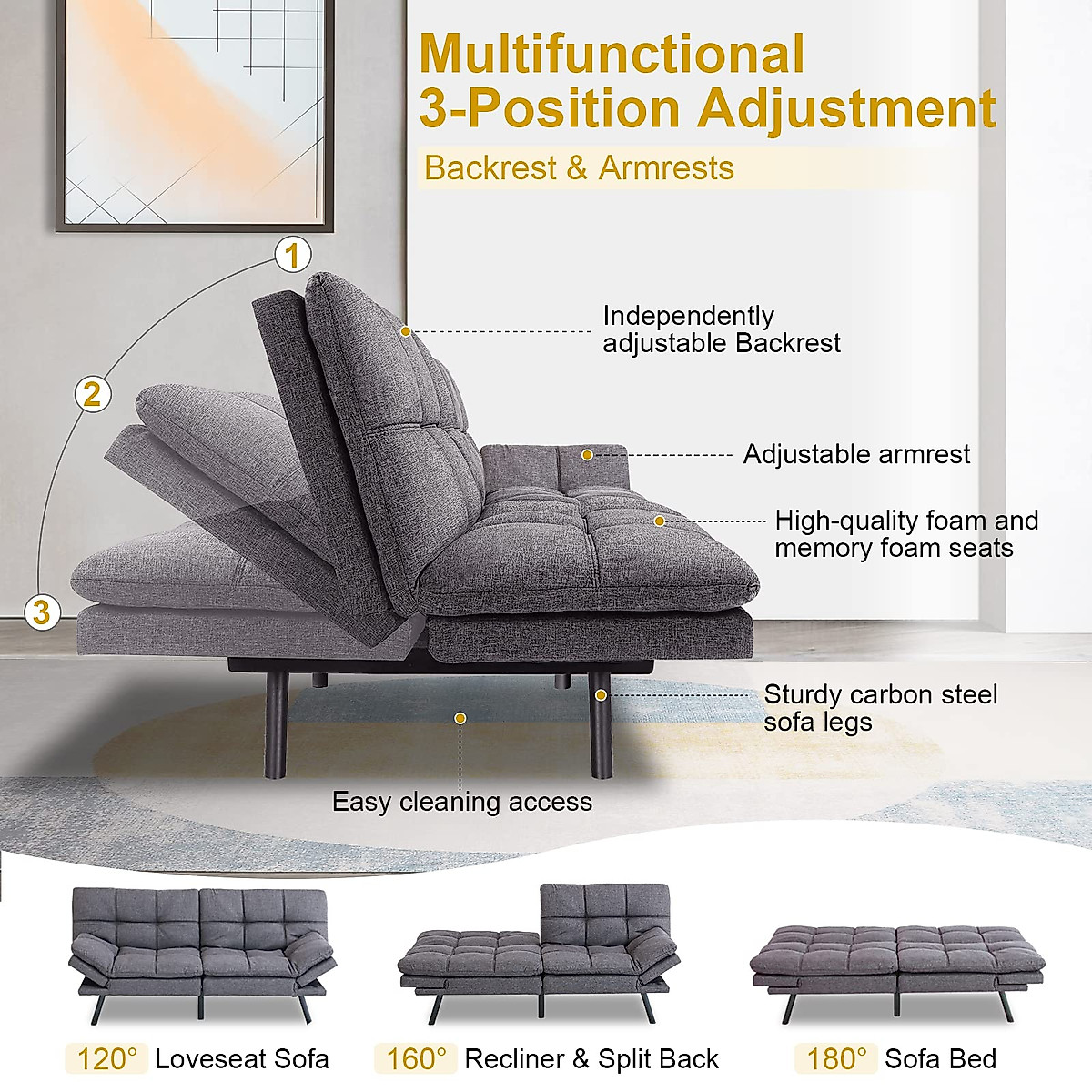 MUUEGM 267FA-DGY Sofabed, Medium, Gray-01