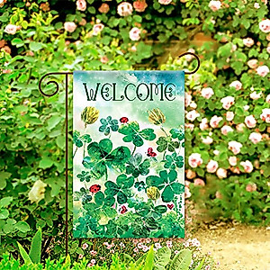 Morigins Welcome Clover Garden Decorative St.Patrick's Day Double Sided Garden Flag 12.5x18 inch