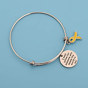 POTIY Yellow Awareness Ribbon Bracelet Bone Cancer Awareness Jewelry Gift Inspirational Bracelet for Endometriosis Bladder Cancer (Yellow Bracelet)