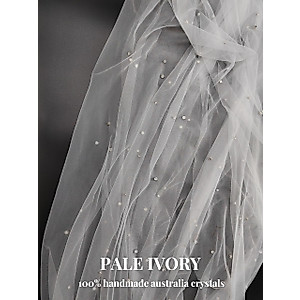 Passat Austrian Rhinestones Bridal Veil Crystals Wedding Veil Beaded Veils For Brides 1T3M Cathedral Ivory Bridal Veils For Wedding Gifts