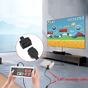 JoFong 7-Pin Controller Extension Cable for 1985 Version NES Controller, Classic Retro Game Console Plug and Play Controller Grip Extension Cable, 1.78M/5.8FT 2-Pack, Note Not for NES Classic (2016)