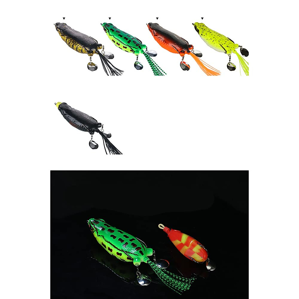 Topwater Frog Lures, Hollow Body Silicone Soft Frog Lure, Sequins Weedless Topwater Lures, Topwater Frog Crankbait Tackle No. 1 Color
