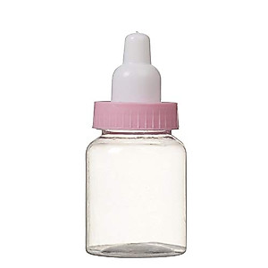 3.5 Inches Baby Bottle Shower Favor,Mini Plastic Candy Bottle,Baby Shower Supplies Boy Girl Newborn Baby Baptism Birthday Party Deco (2 Dozens, Pink)