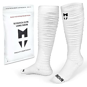 Magnify Sportswear Scrunch Football Socks for Athletes of Faith - Padded Extra Long Athletic Socks for Men, Youth, Boys, Kids