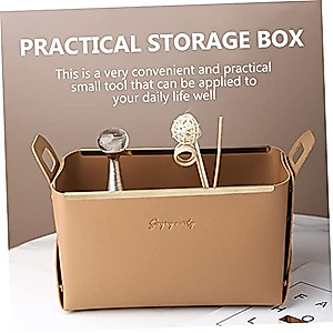 Cabilock 2pcs Leather Storage Basket Desk Containers Nightstand Decor Small Storage Container Foldable Storage Bins with Lids Snack Container Closet Storage Baskets Kitchen Storage Box