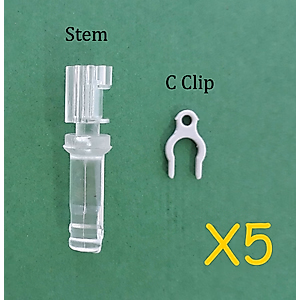 Blind Parts Vertical Blind Track Carrier Stem/Hook w/C Clips - No Carrier (5)