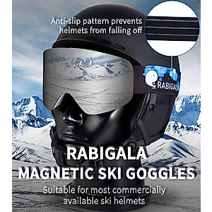 RABIGALA Ski Goggles with Detachable Lens, Frameless Magnetic Interchangeable Lens Anti-Fog 100% UV Protection Snowboard Snow Goggles (silver/silver)