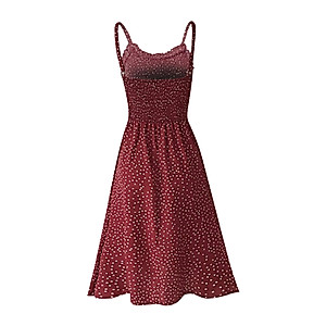 Boho Dress for Women Sleeveless V Neck Dress Flowy Ruffle Hem Long Boho Dresses A Line Casual Sundresses with Pockets Wine