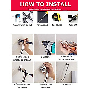 2 Pack 12 Inch Shower Grab Bar, ZUEXT Chrome Stainless Steel Bathroom Grab Bar, Shower Handle, Bathroom Balance Bar, Safety Hand Rail Support - Handicap, Elderly, Injury, Senior Assist Bath Handle