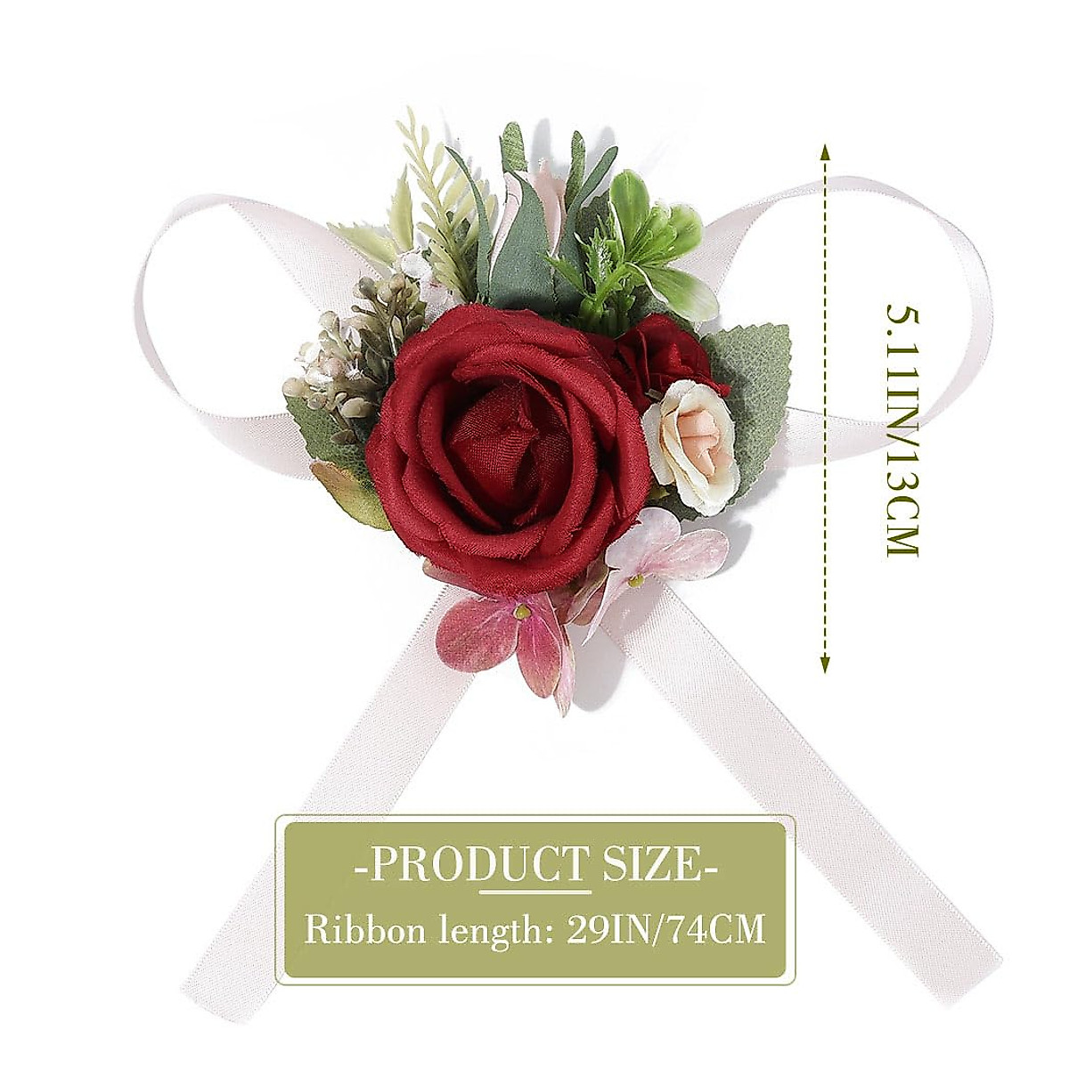 Latious Wedding Bride Wrist Corsage Red Artificial Wrist Flower Flowergirl Hand Flowers Bridal Prom Party Accessories for Women and Girls (A-Red)