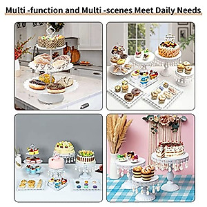 7 Pcs Cake Stands Set,Metal Cupcake Holder Stand Set,Pastry Trays Dessert Towers Plates Display Stand with Crystal Bling Pendants for Baby Shower Wedding Birthday Party Celebration Home Decor