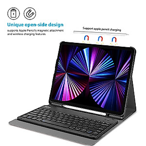 ProCase Keyboard Case for iPad Pro 11 2022 2021 2020 2018, Slim Shell Lightweight Cover with Magnetically Detachable Wireless Keyboard for iPad Pro 11 Inch 4th 3rd 2nd -Black