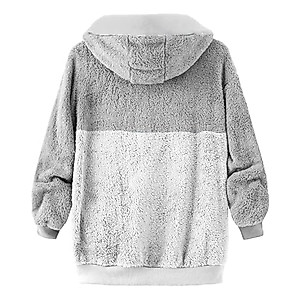 Puffer Coat, Women'S Jacket Loose Large Size Plush Multicolor Paneled Hooded Zip Jacket Womens Winter Coats Long Women Heated Jackets For Parka Black, 4X Plus Coats Jacket (XL, Light Gray)