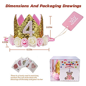 Baby Birthday Crown, Birthday Party Hat for 4 Years Girls Boys Unisex Tiara Photo Props Decorations Birthday Gifts