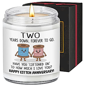 LEADO Scented Candles - 2 Year Anniversary, Funny Gifts for Her, Him, Husband, Wife - 2nd Wedding Anniversary, 2nd Anniversary Candle for Women, Men, Boyfriend, Girlfriend - Anniversary Present