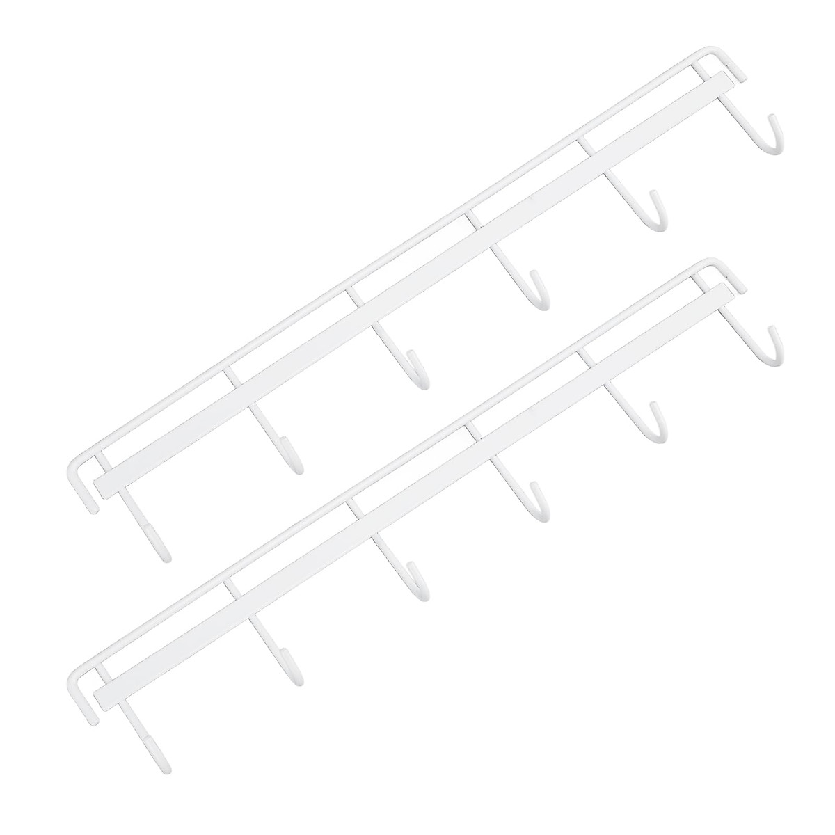 Okuyonic Wall Mounted Coat Rack, 304 Stainless Steel Simple Easy Installation Decorative 2pcs Rust Proof Coat Rack for Bedroom for Bathroom (6 Hooks 2 White)