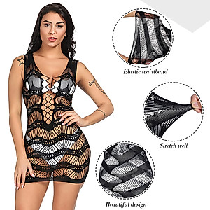 Geyoga 8 Pieces Fishnet Dress for Women Lingerie for Women Fishnet Dress Women Lingerie Fishnet for Women Favor (Black)