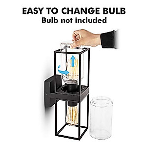 LUTEC Flair 5288804012 UP and Down Outdoor Wall Sconce, Modern Black Porch Light Fixtures, Exterior Light Fixtures Wall Mount Light with Clear Glass, Waterproof Wall Lantern for for Garage, Doorway