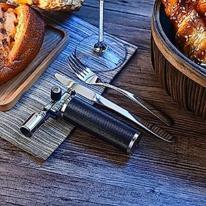 ravs Butane Torch, Refillable Kitchen Torch Lighter with Safety Lock and Adjustable Flame, Creme Brulee Kitchen Food Torch for Baking, Culinary Cooking Torch, Blow Torch - Butane Gas Not Included
