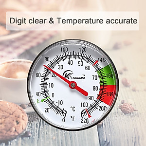 KT THERMO Instand Read 2-Inch Dial Thermometer（2-Pack）, Best for The Coffee Drinks,Chocolate Milk Foam