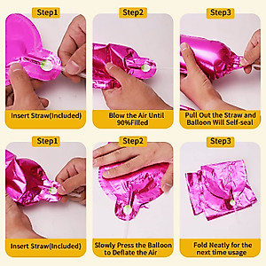 PIGETALE Happy Birthday Banner, 16 Inch Mylar Foil Letters Sign Bunting Happy Birthday Balloon Letters Balloons Reusable Ecofriendly Material for Girls Boys Kids Women Men (Hot Pink)