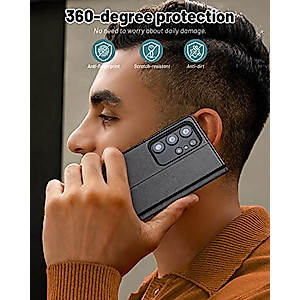 OCASE Compatible with Galaxy S23 Ultra 5G Case Wallet, PU Leather Flip Folio Case with Card Holders RFID Blocking Kickstand [Shockproof TPU Inner Shell] Phone Case 6.8 Inch (2023) - Black