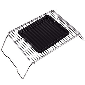 REDCAMP Folding Campfire Grill with Grill Plate, Heavy Duty Portable Camping Grill with Carrying Bag