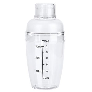 Maxmartt 1PC 350ml Plastic Cocktail Shaker with Scale and Strainer Top Clear Plastic Cocktail Shaker Bottle Wine Mixer Milk Juice Shaker Proffesional Bar Tool Best Gift for Beginner
