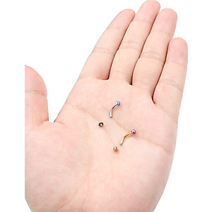 Jenxnjsjo Eyebrow Rook 16g 8/10mm Piercing Jewelry Ring for Women Vertical Labret Lip Hood Curved Barbell Rook Snug Earrings Belly Button Snake Frog Eyes Vch Bridge Cartilage Daith Surface Anti Tragus