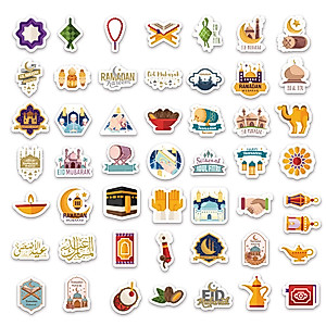 100 Pcs Ramadan and Eid Stickers, Ramadan Mubarak Eid Mubarak Stickers for Kids and Adult, Islamic Ramadan Karrem Stickers for Home Decorations Gift Bags Laptop Skateboard Water Bottles Scrapbook