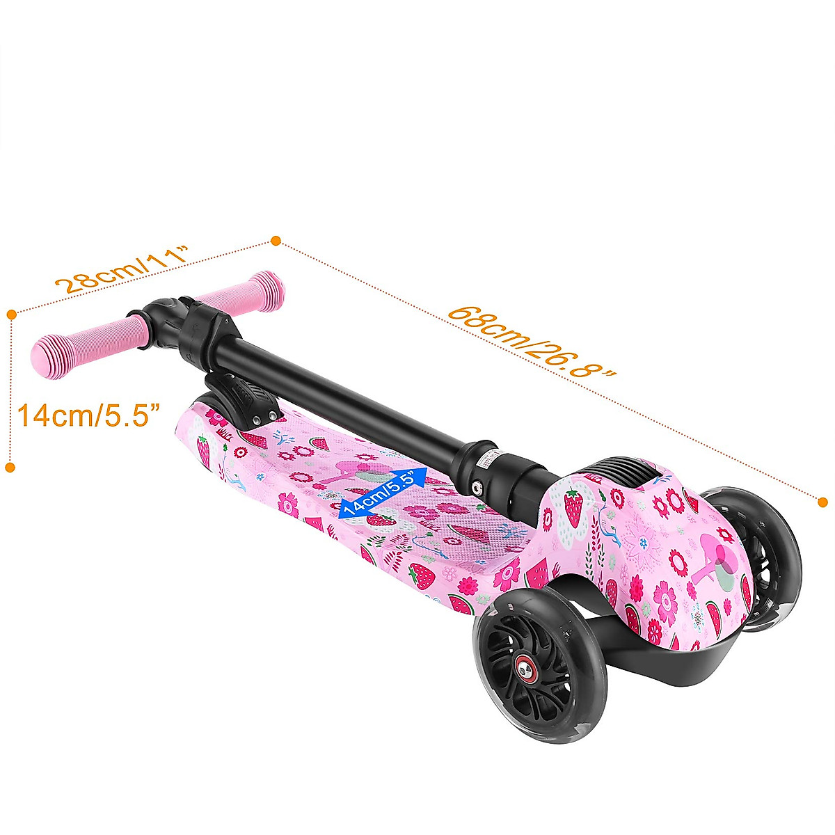 WeSkate Scooter for Kids, Foldable Scooter for Toddlers Girls & Boys with LED Lights Up Scooters Wheels, Adjustable Height Scooter for Children Age 3-12